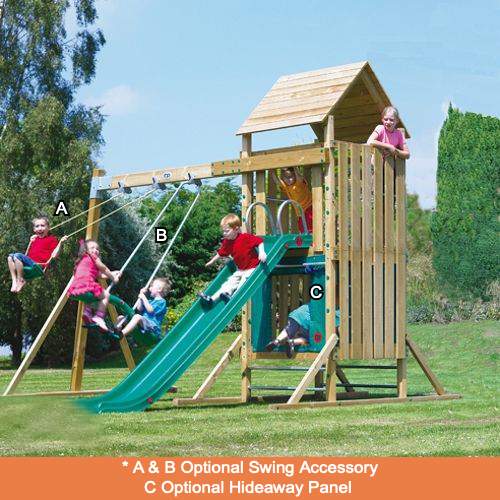 TP Kingswood Full Height Playground Double Swing Arm, Rapide Slide and ...